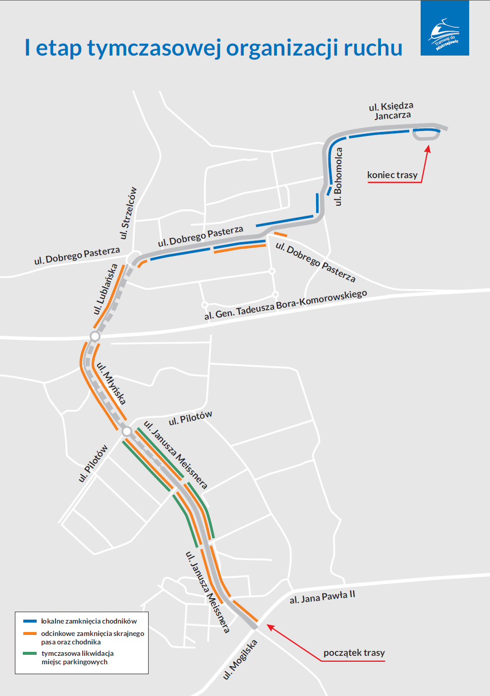 Traffic organization during preparatory works – Tram to Mistrzejowice